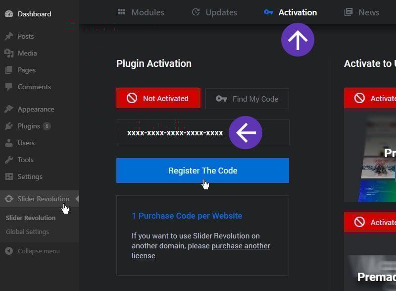 Install, Activate and Update (CodeCanyon) - Slider Revolution Install, Activate and Update (CodeCanyon) - Slider Revolution