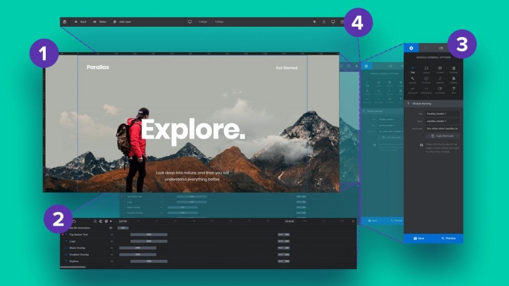 Slider Revolution Manual - The Module Editor: 4 Sections