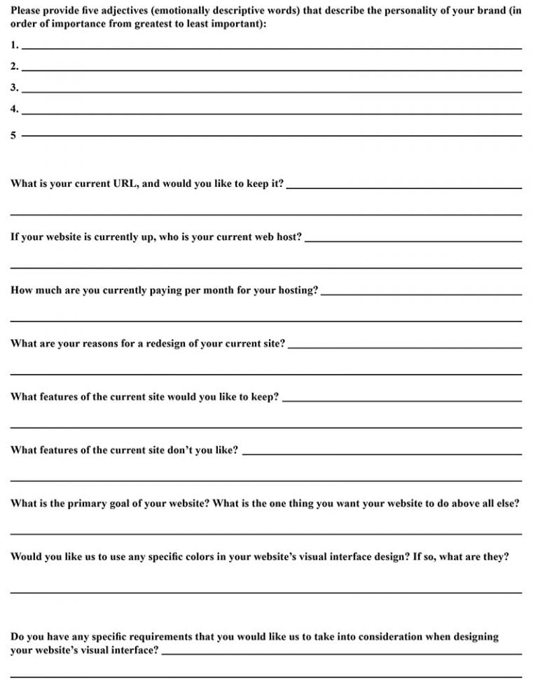 The Best Website Design Questionnaire You Need For Your Clients