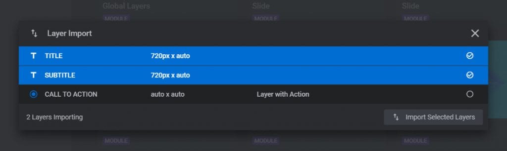 Slider Revolution Manual - Importing Layers from the Library and Other Modules