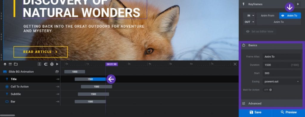Slider Revolution Manual - The Two Default Animations: "IN" and "OUT"