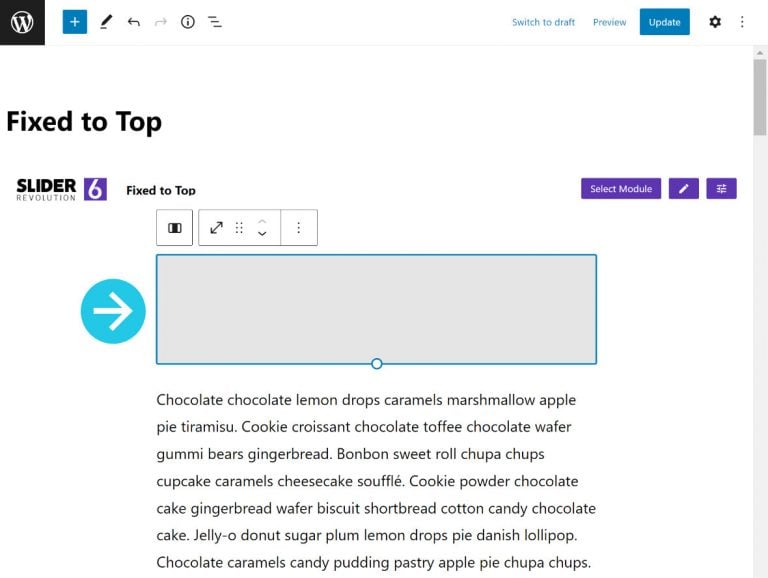 Slider Revolution Manual - Fix Modules on Top of Page