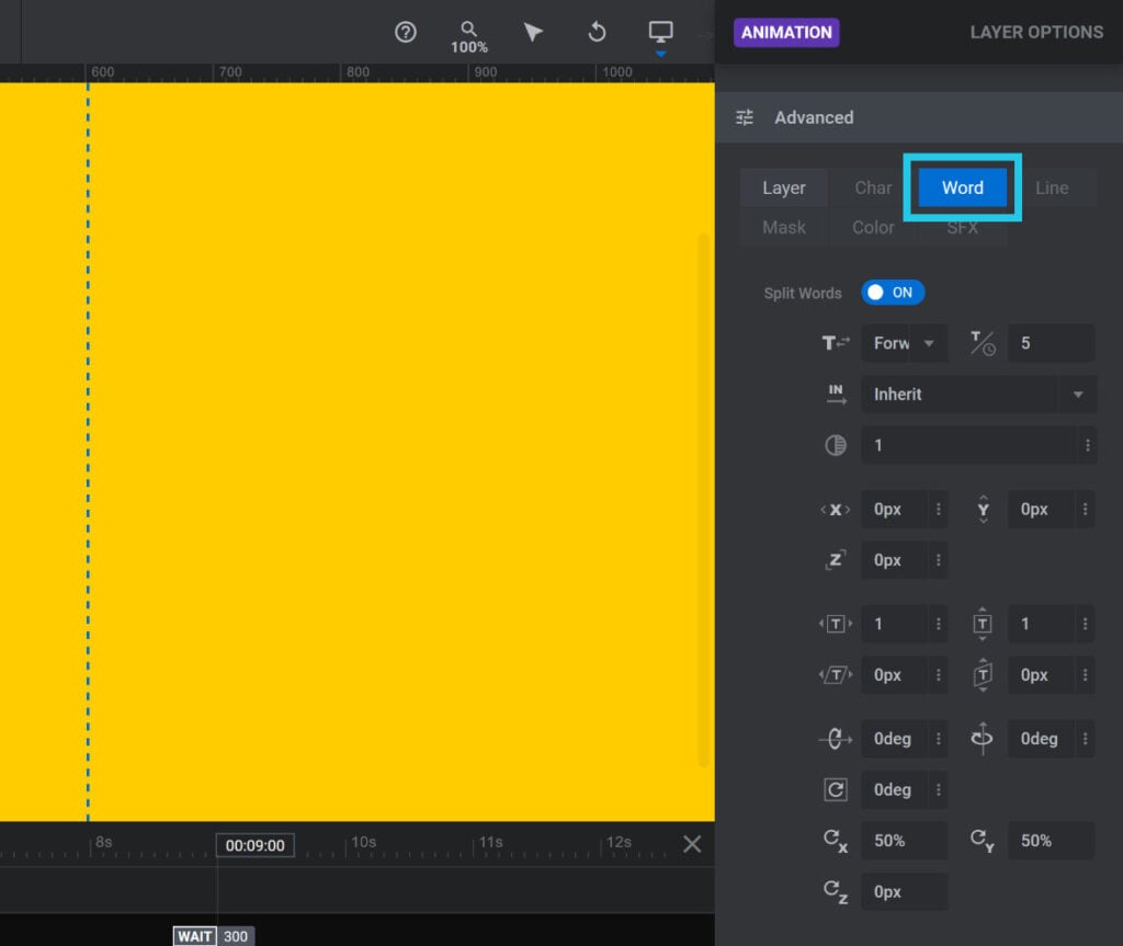 Slider Revolution Manual - Advanced Word Animations Tab